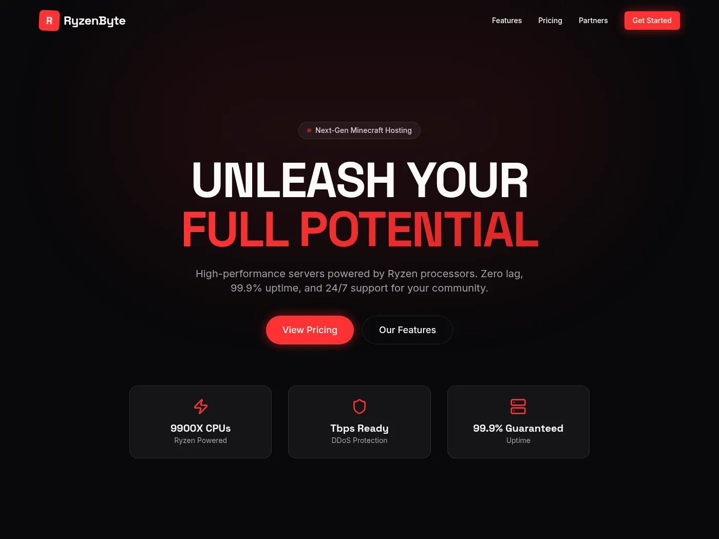 RyzenByte Hosting Landing