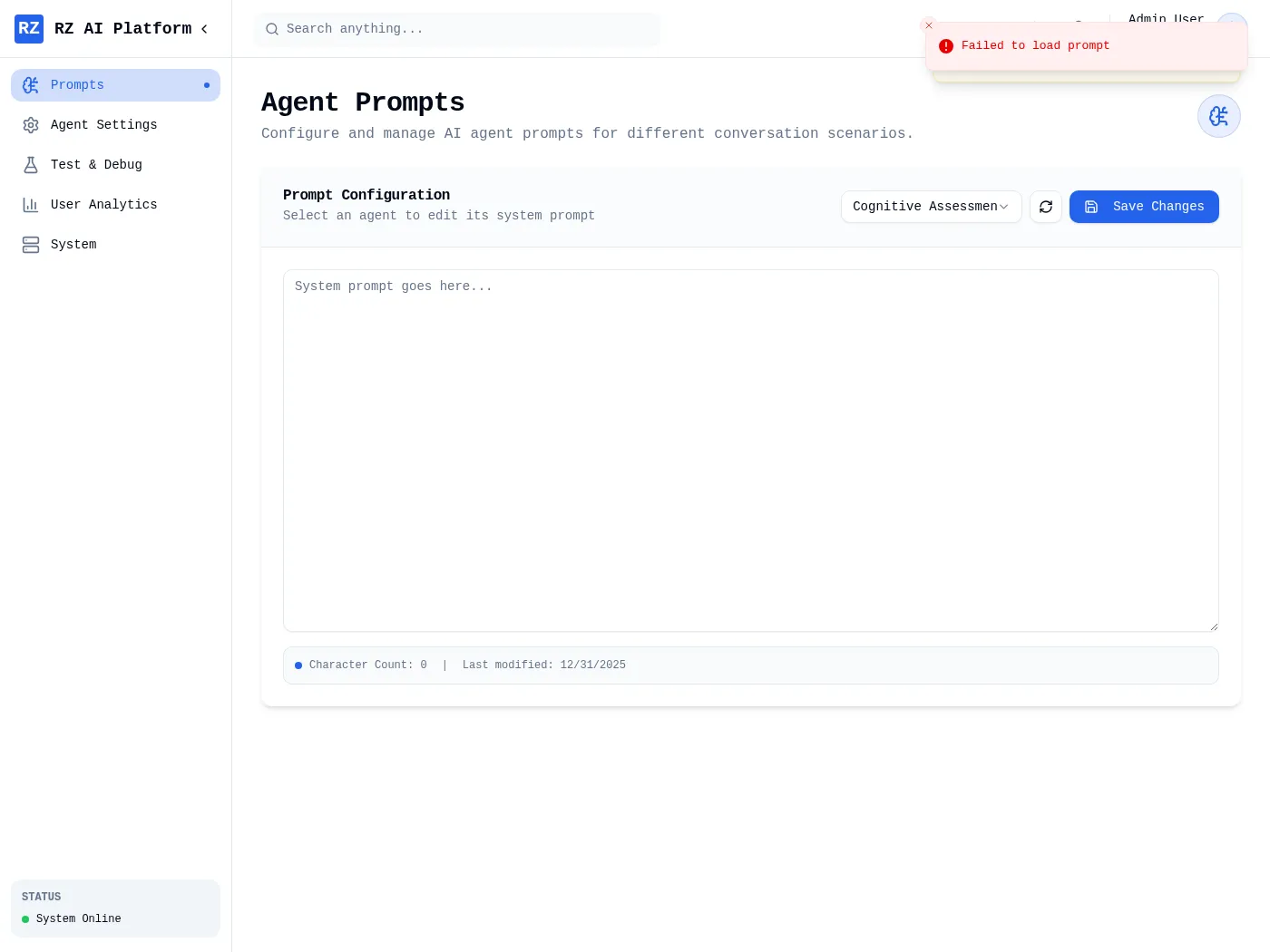 RZ AI Admin Console
