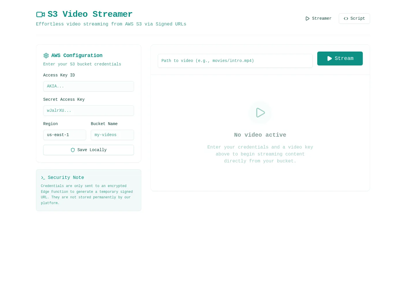 S3 Video Streamer