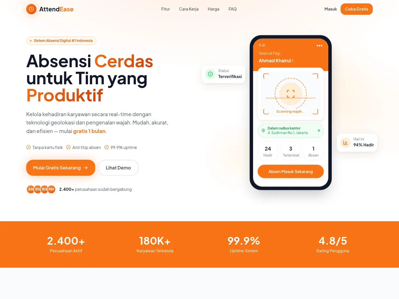 AttendEase Landing Page