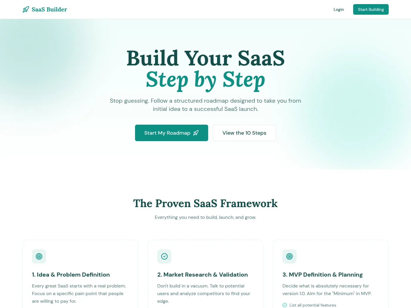 SaaS Builder Steps