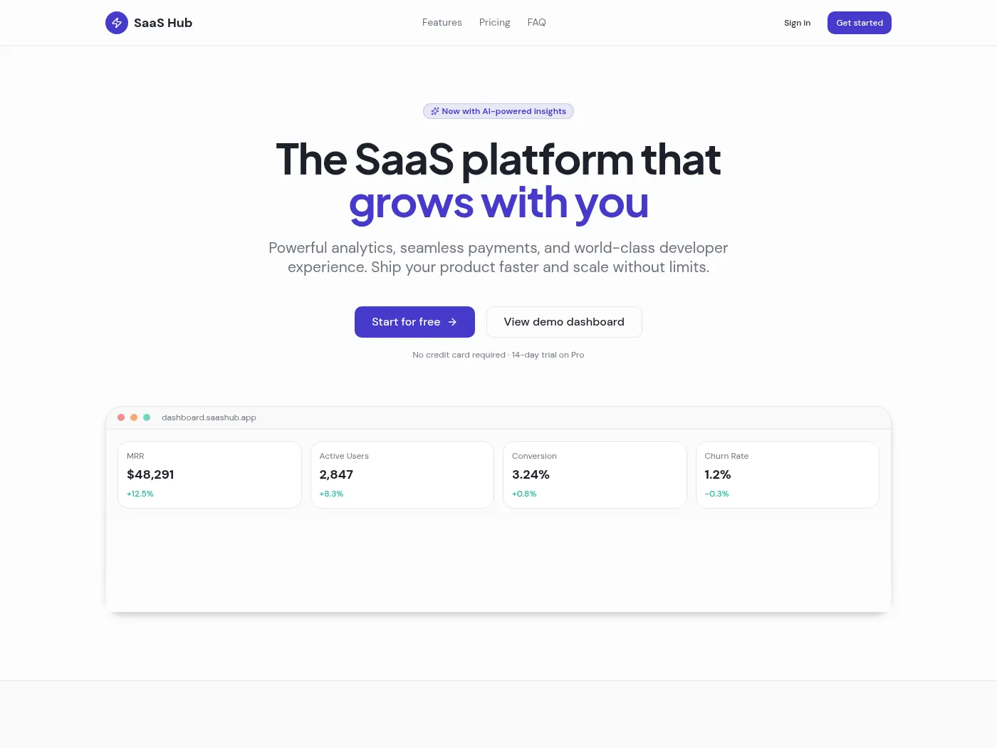 SaaS Hub Dashboard
