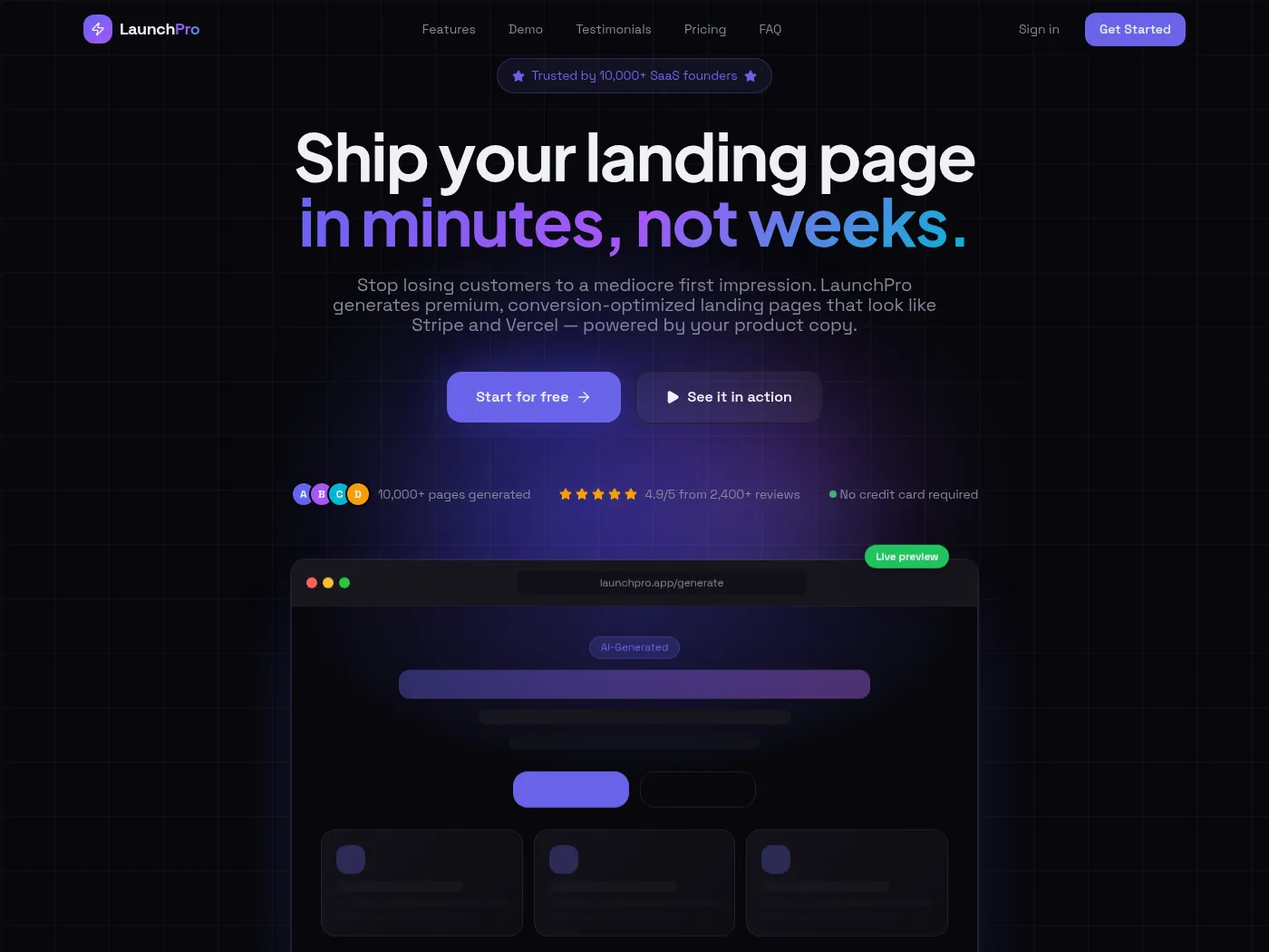 SaaS Landing Page Pro