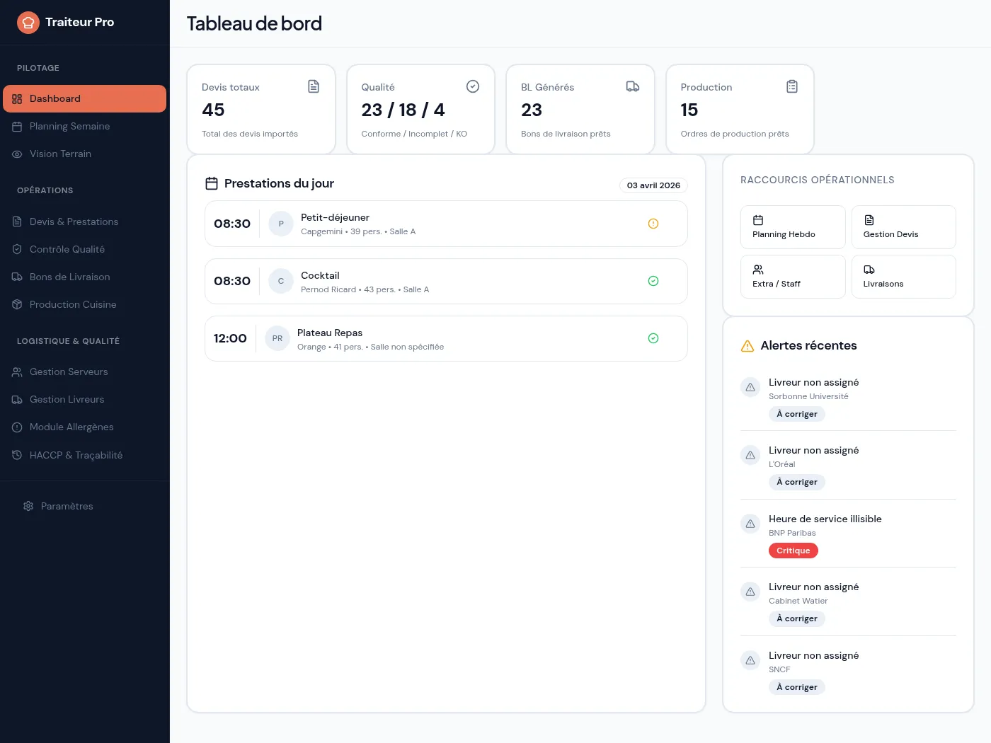 SaaS Traiteur Premium