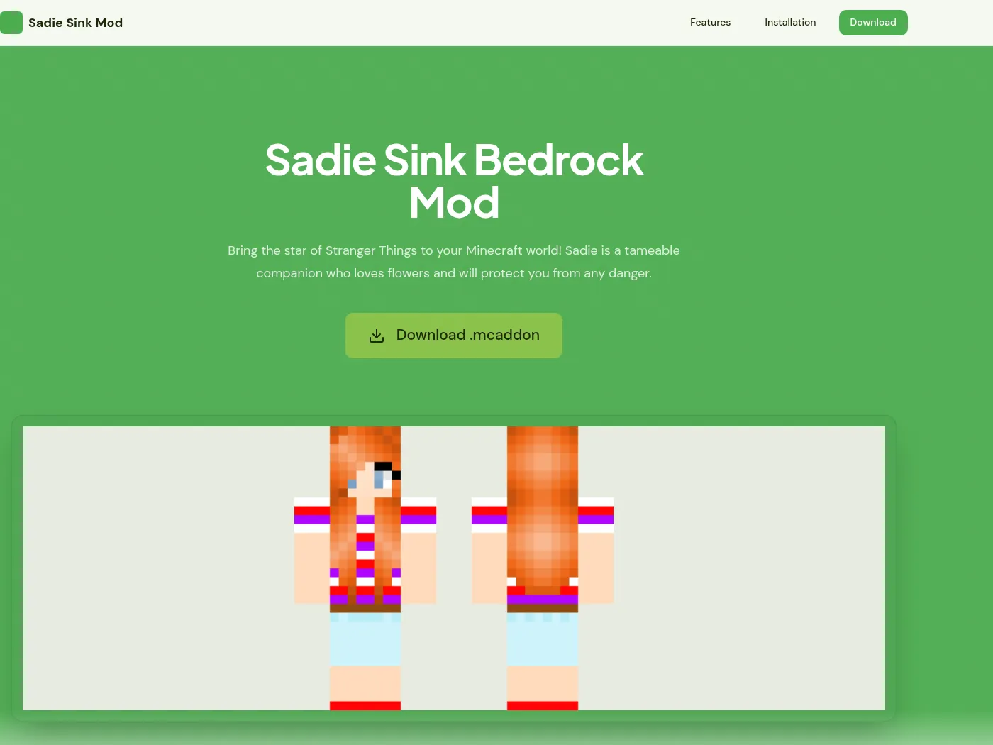Sadie Sink Bedrock Mod