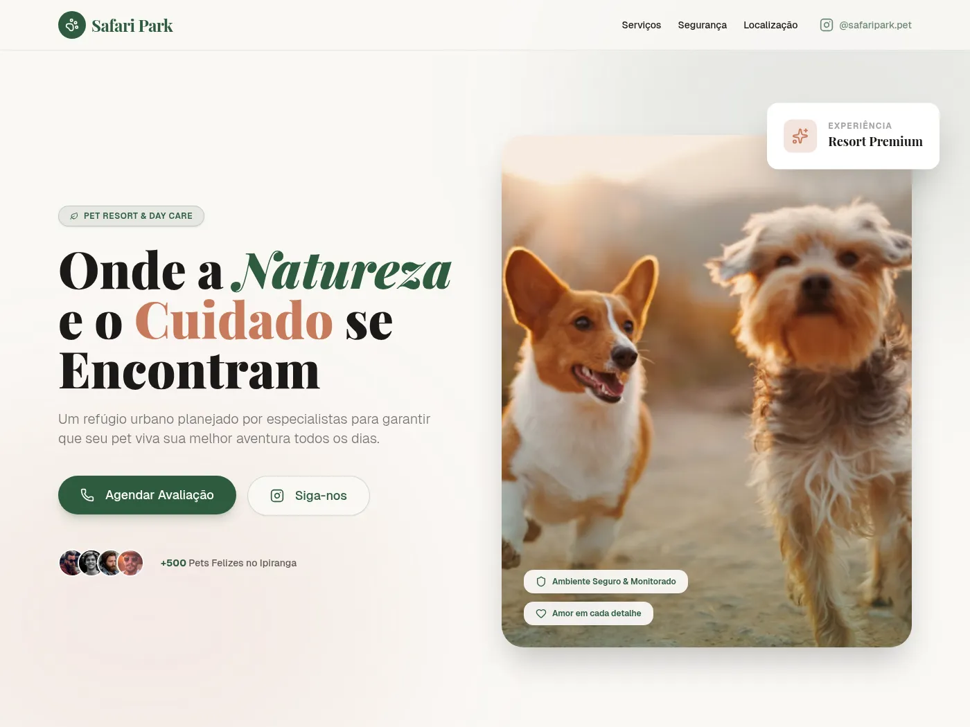Safari Park Landing Page