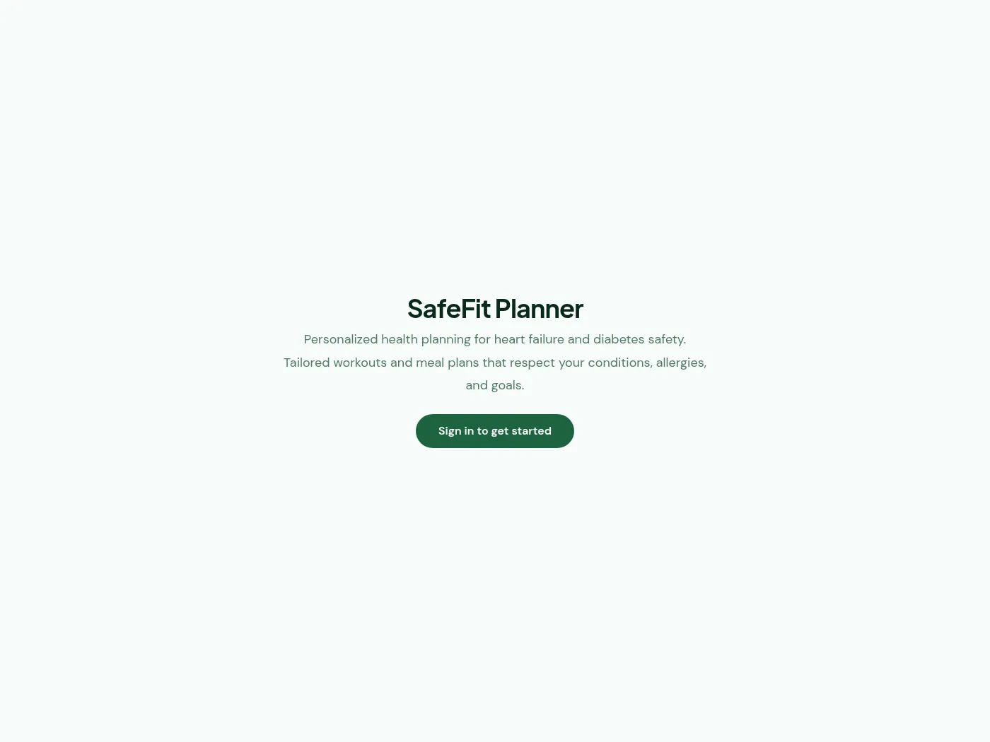 SafeFit Health Planner