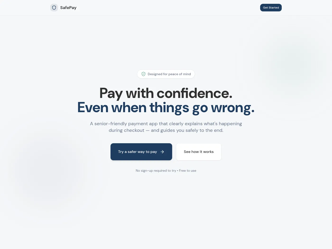 SafePay Landing Page