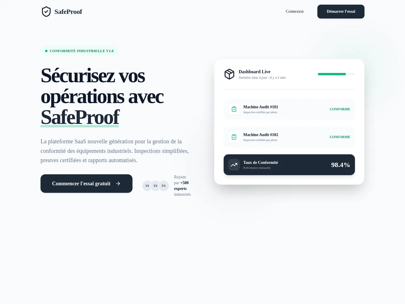 SafeProof SaaS Dashboard