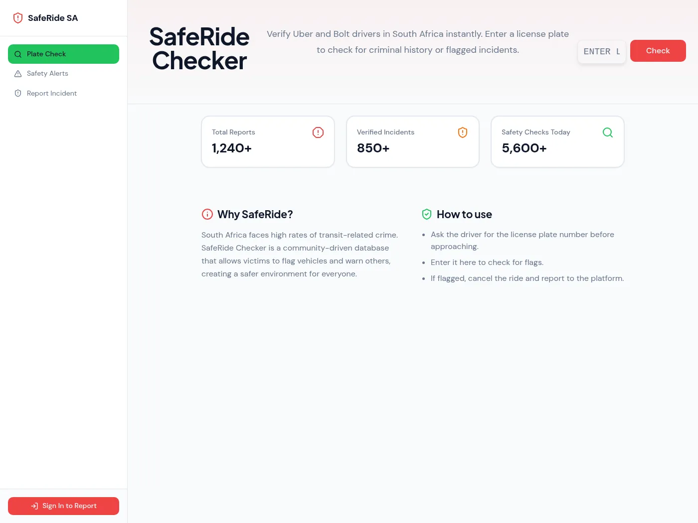 SafeRide Checker