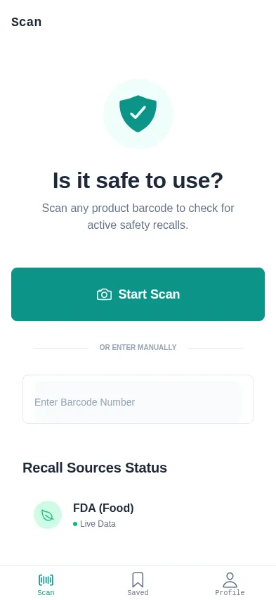 SafeScan Barcode Recall App