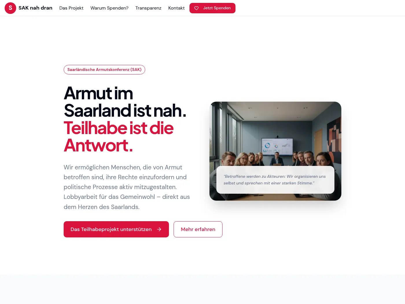 SAK Nah Dran Landingpage
