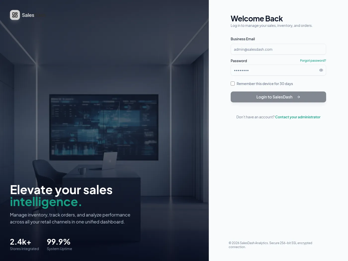 SalesDash Login Portal