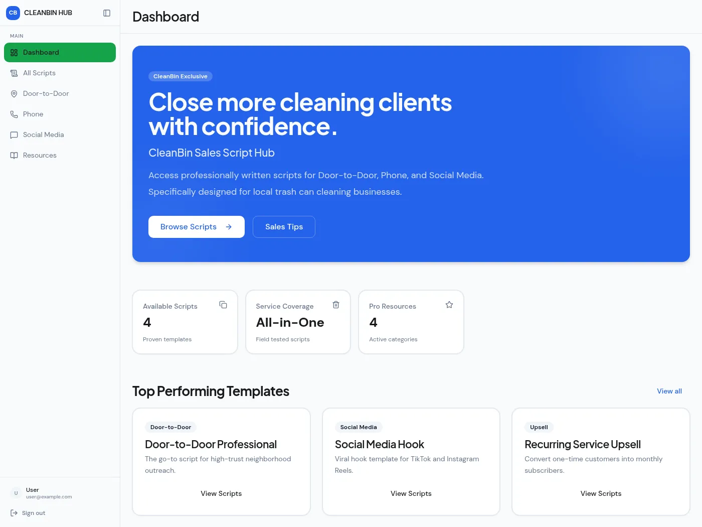 CleanBin Sales Script Hub