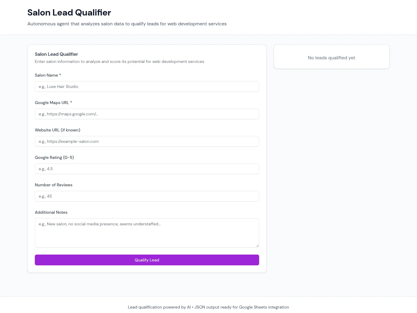 Salon Lead Qualifier