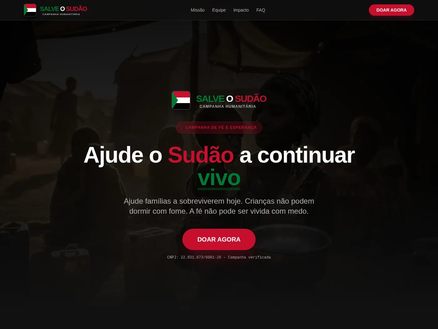 Salve o Sudão Landing Page