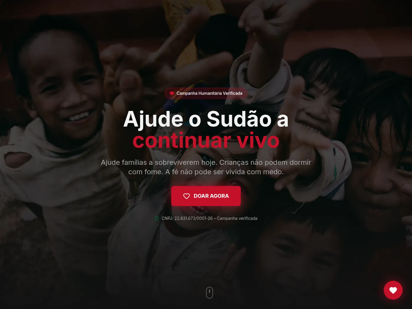 Salve o Sudão Landing Page