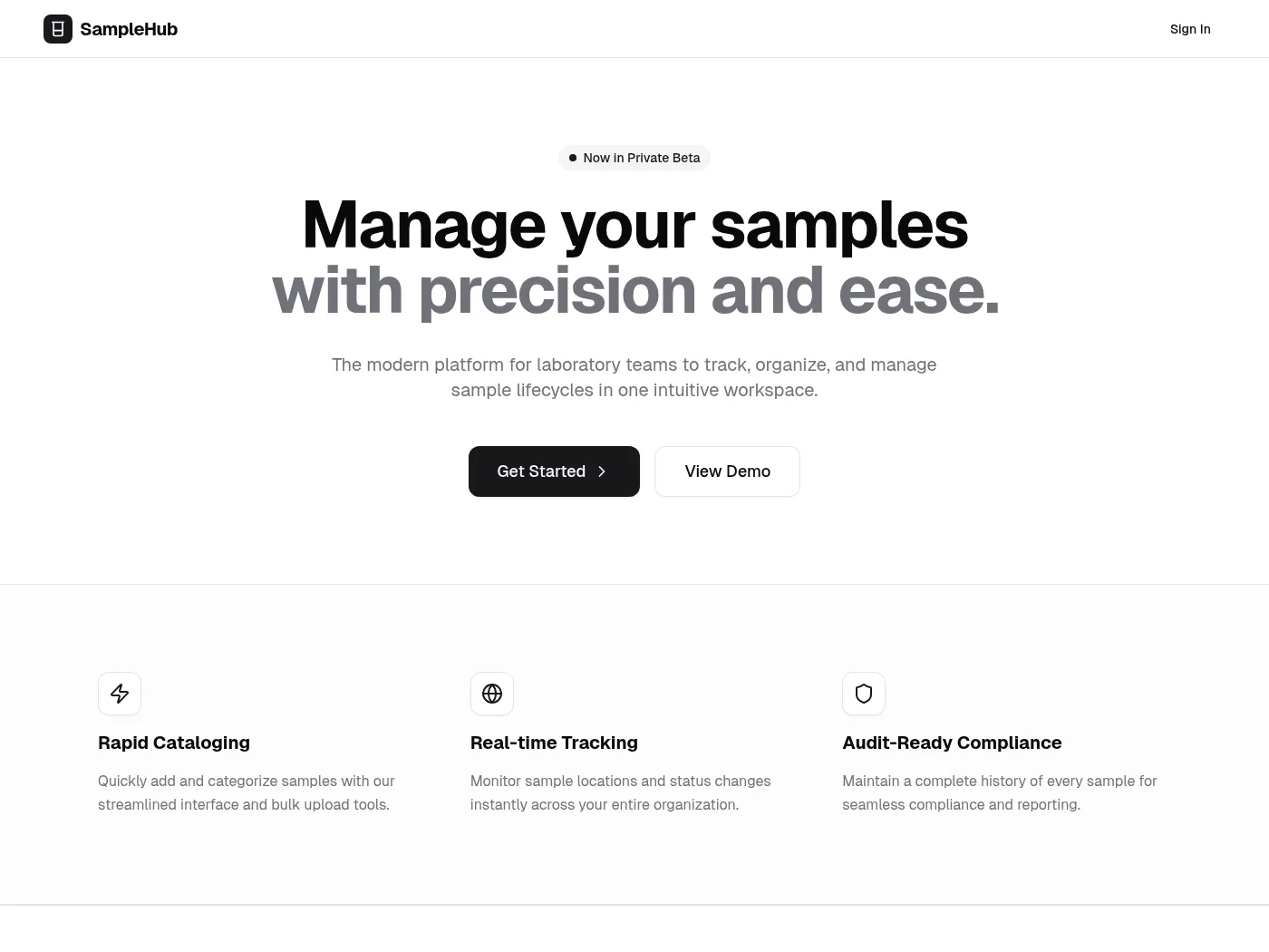 Sample Manager Hub