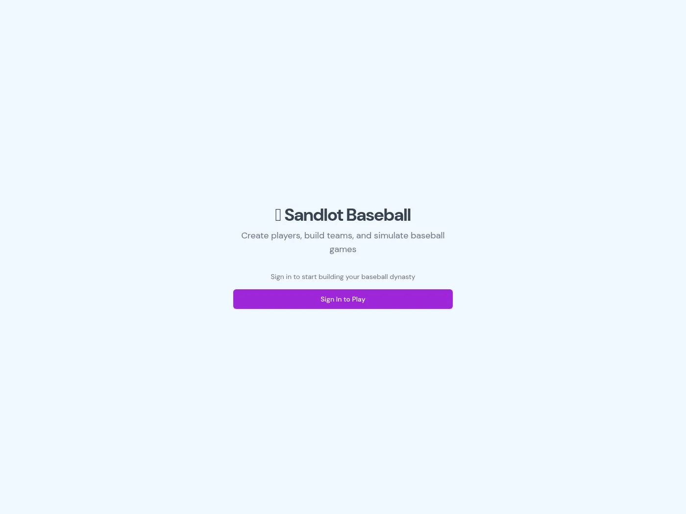 Sandlot Baseball Simulator