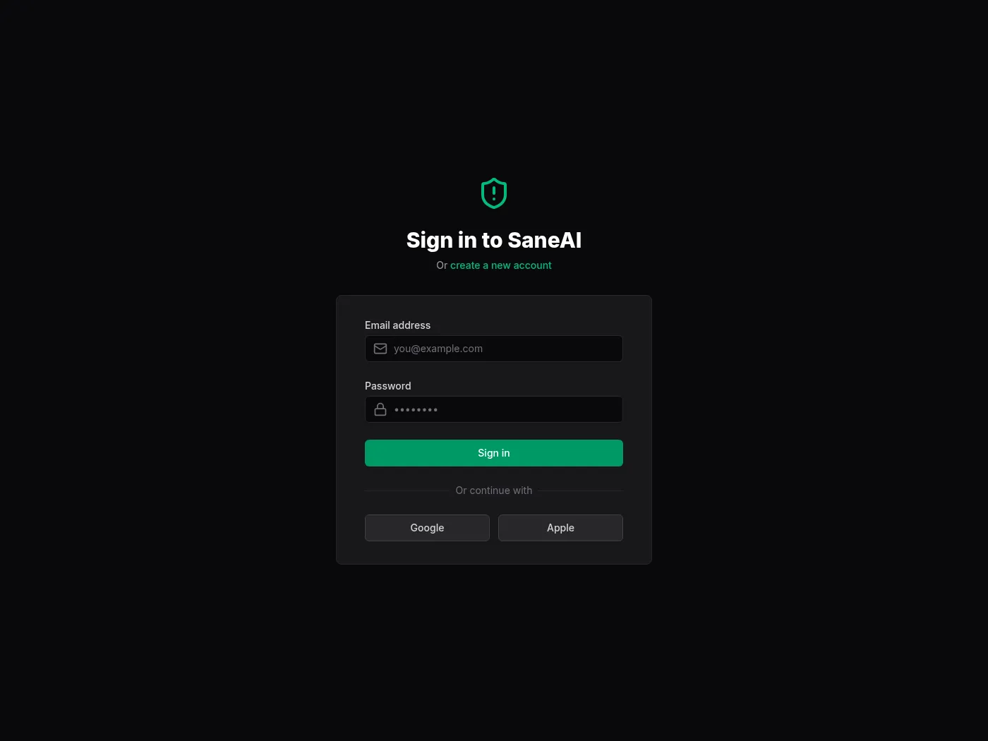 SaneAI Dashboard