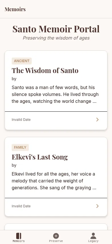 Santo Memoir Portal