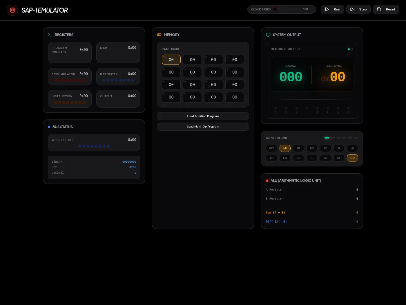 SAP-1 Web Emulator