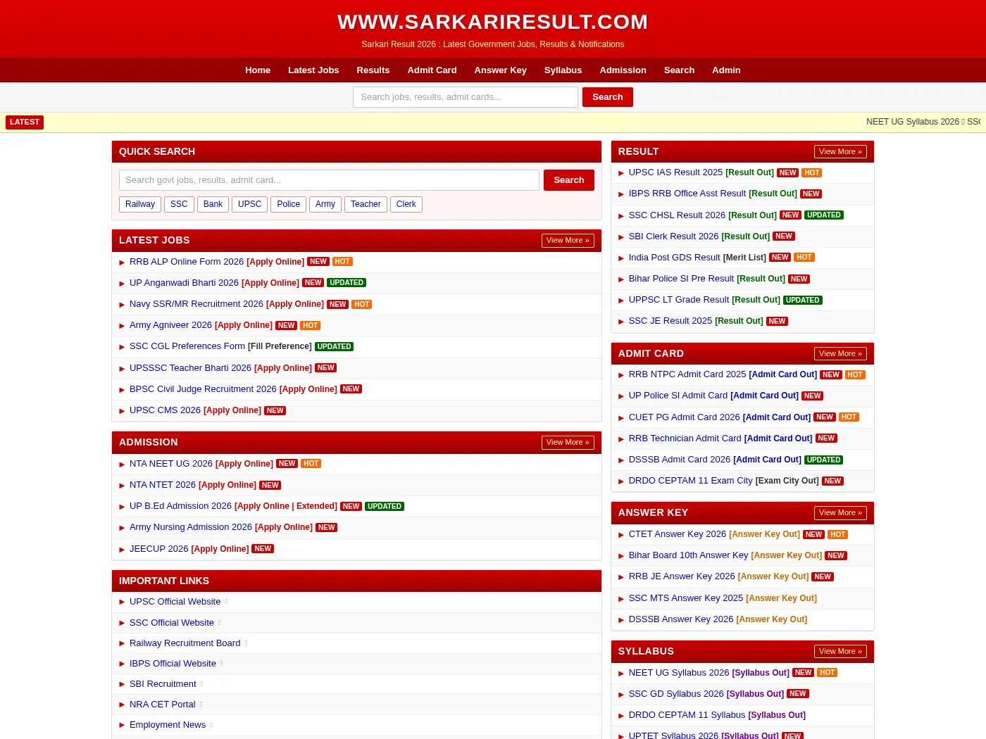 Sarkari Result Clone