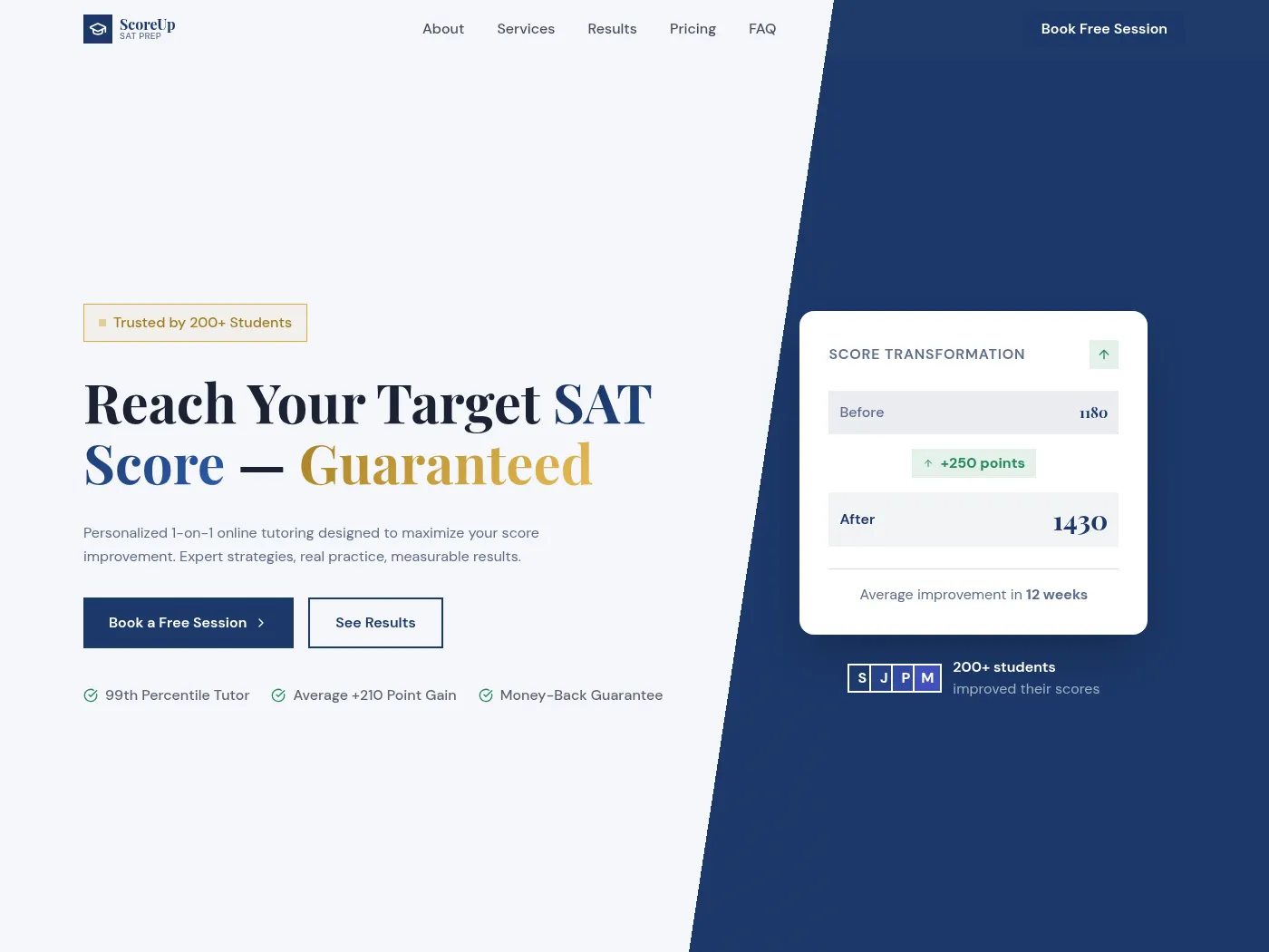 SAT Tutor Landing Page