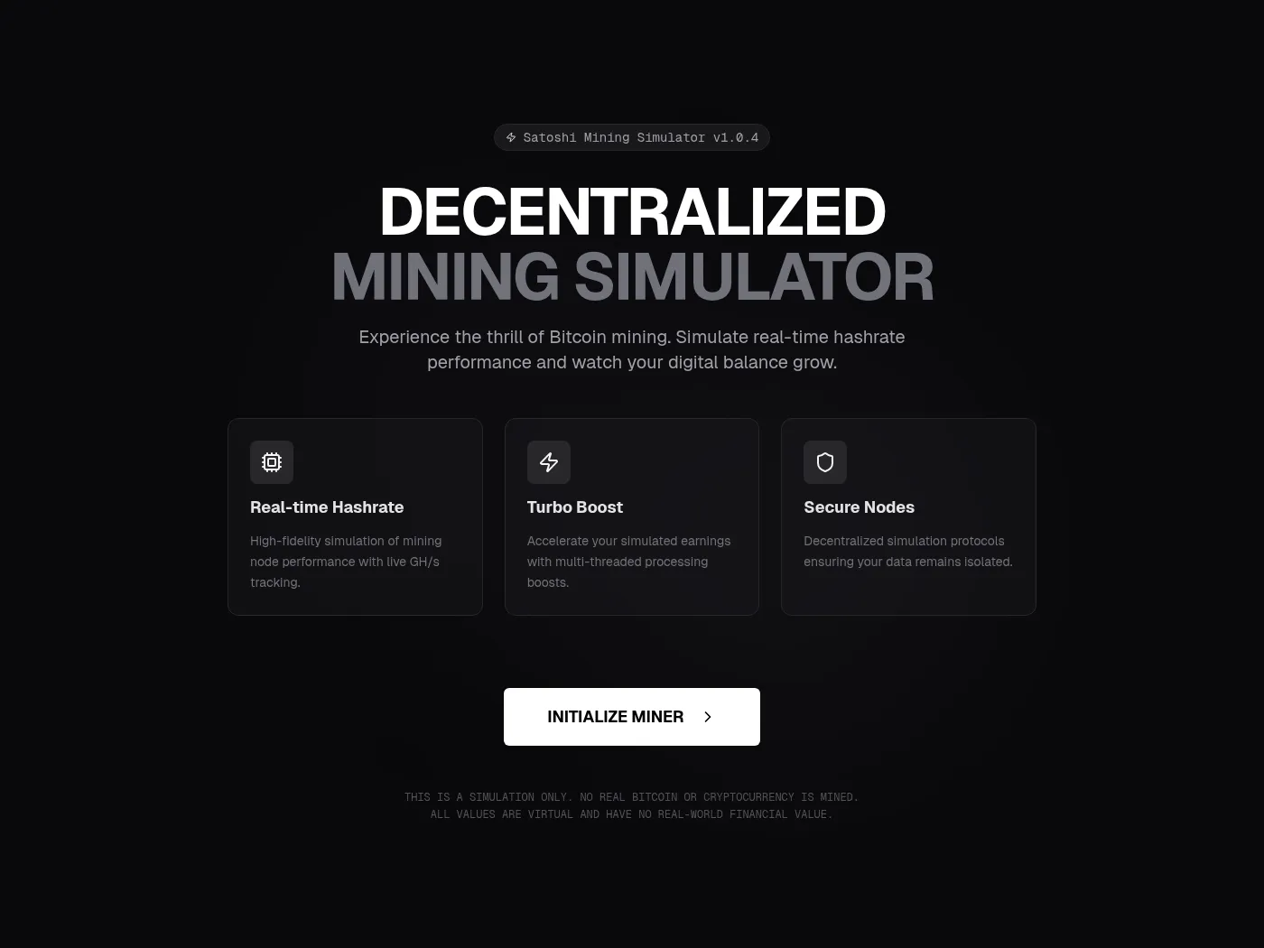 Satoshi Mining Simulator