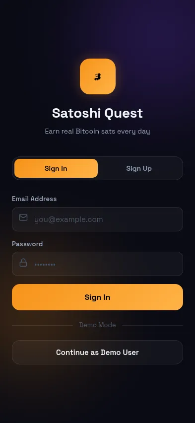 Satoshi Quest App