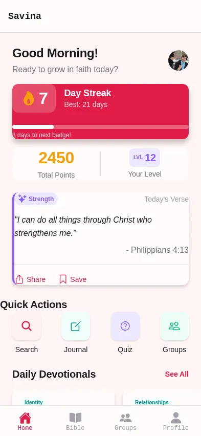 Savina Bible Study App