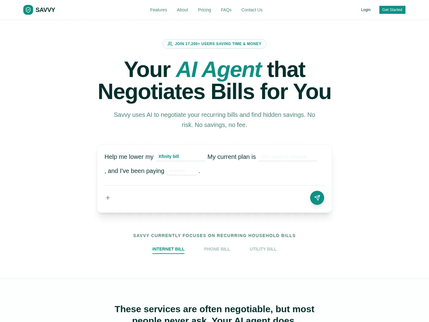 Savvy Bill Negotiator