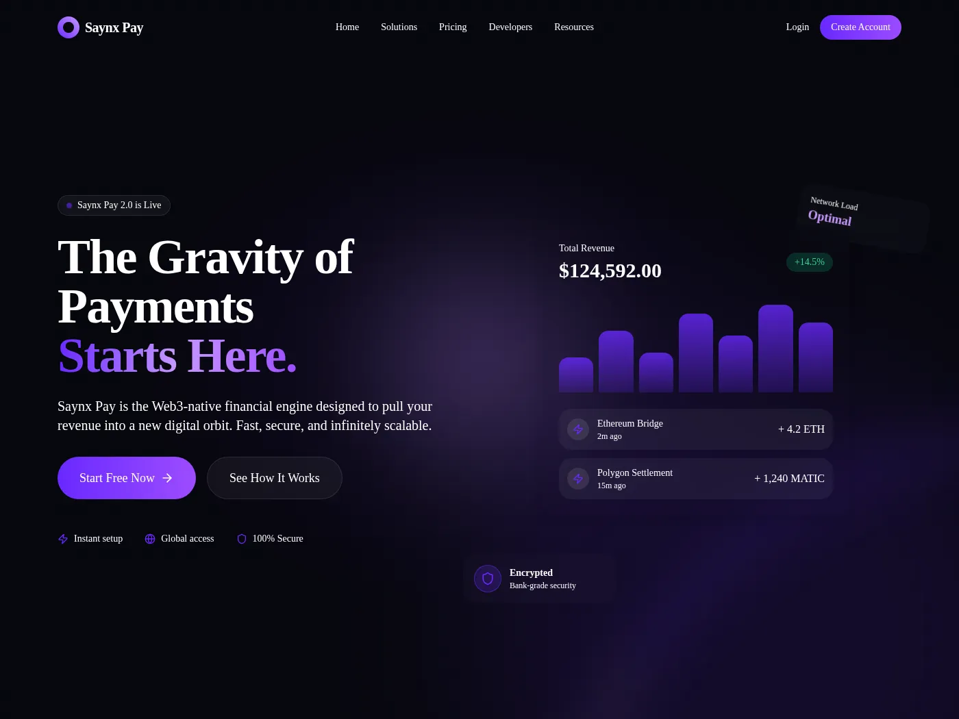Saynx Pay Web3 Landing