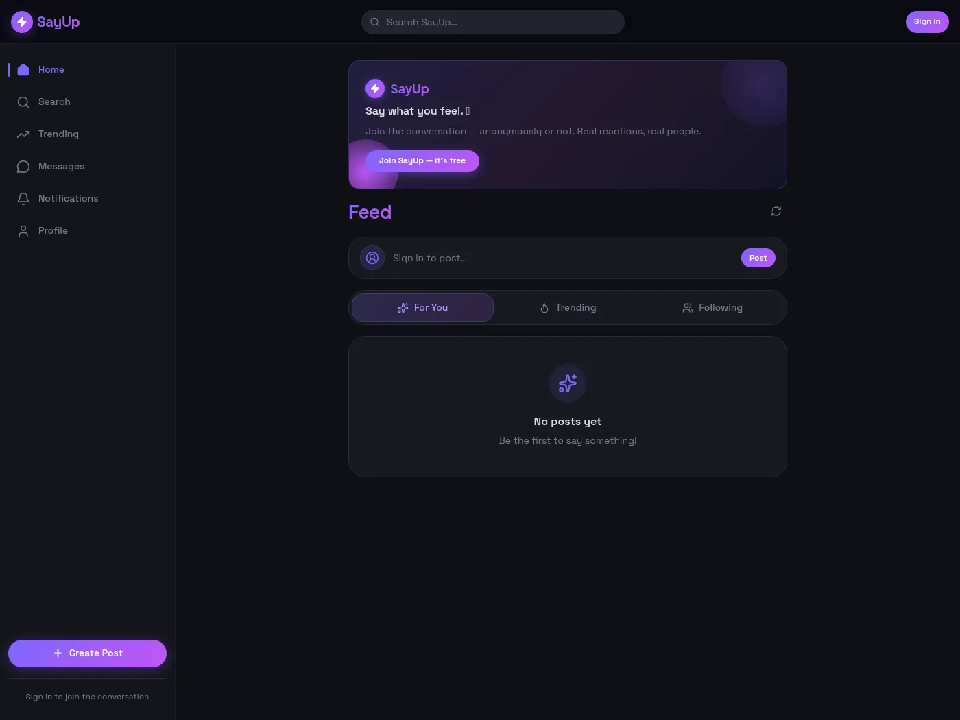 SayUp Social Platform