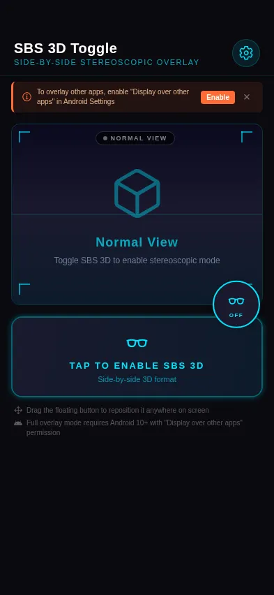 SBS 3D Toggle Overlay