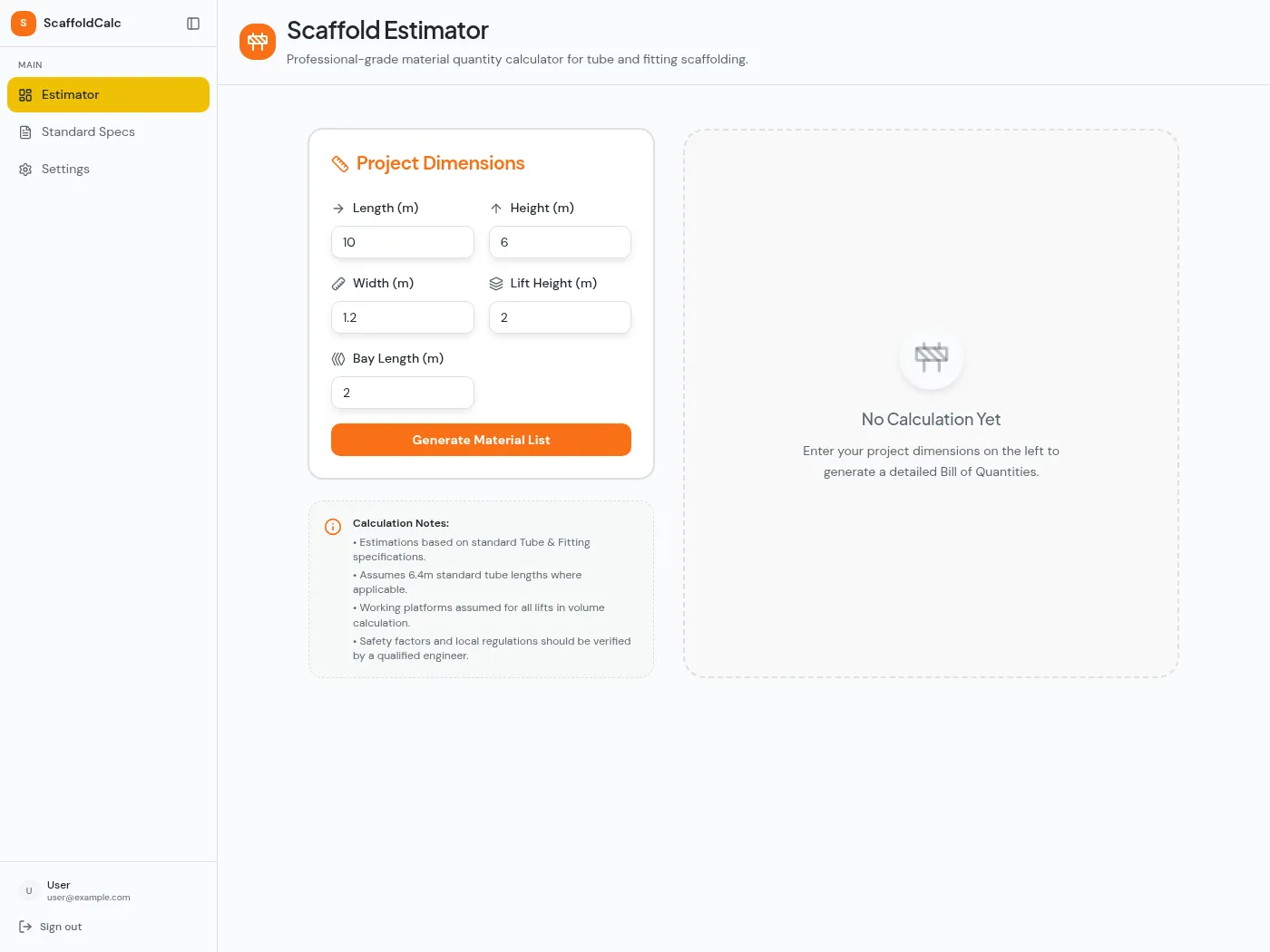 ScaffoldCalc Pro