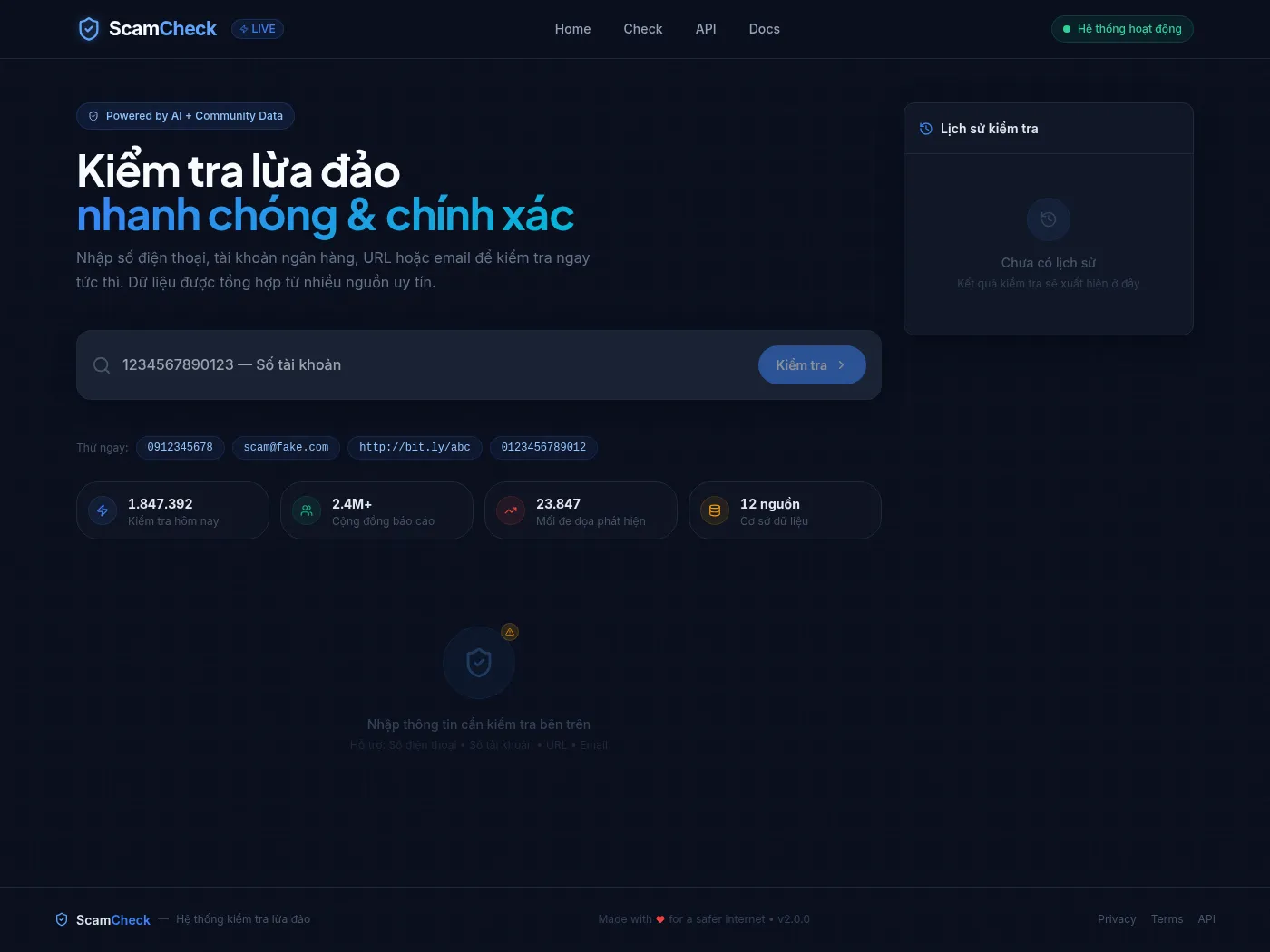 ScamCheck Web Dashboard