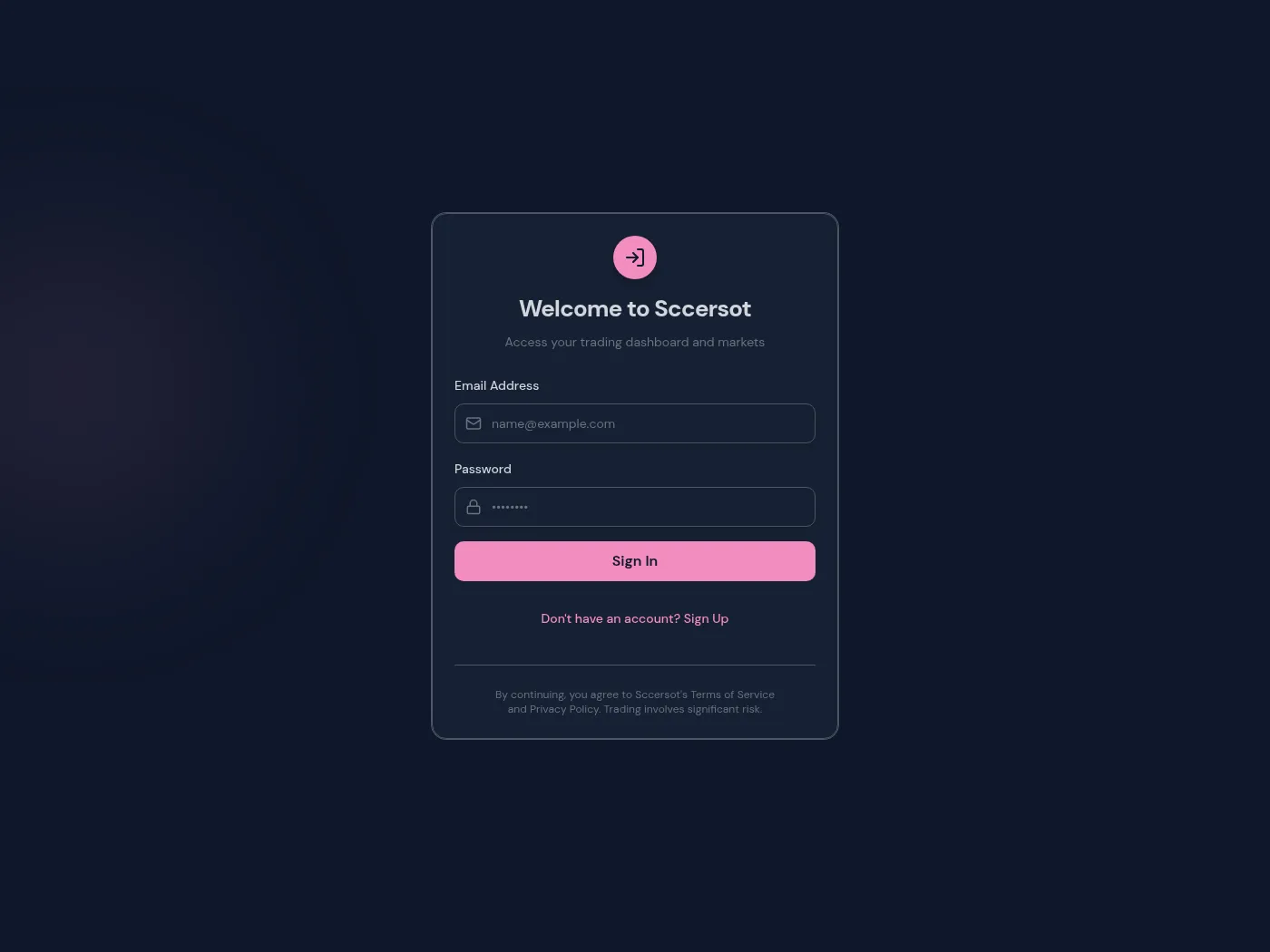 Sccersot Trading Platform