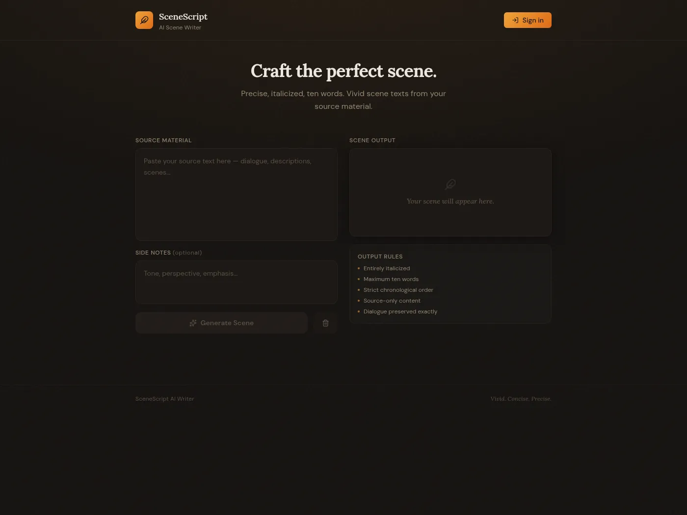 SceneScript AI Writer