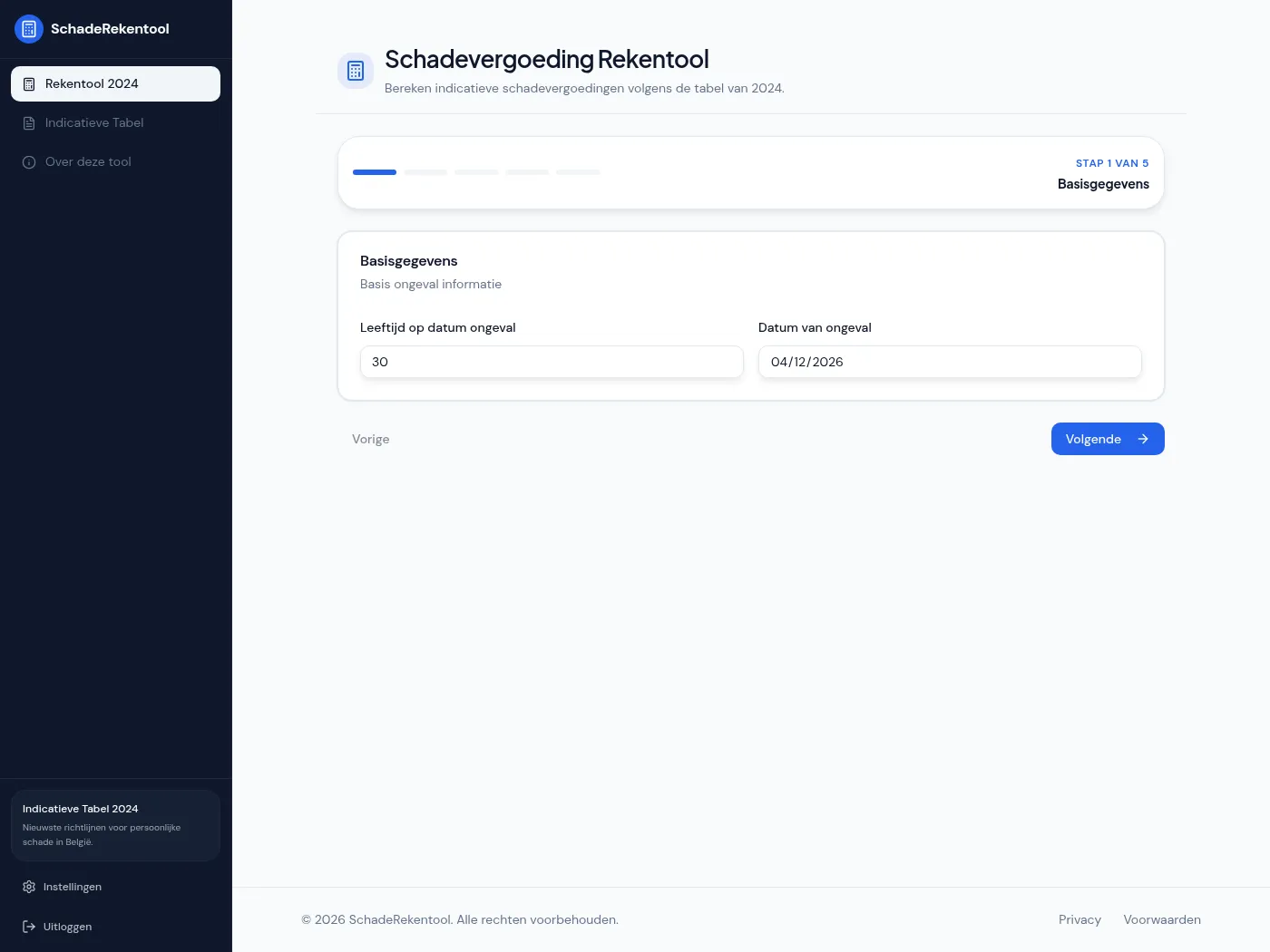 Schadevergoeding Rekentool