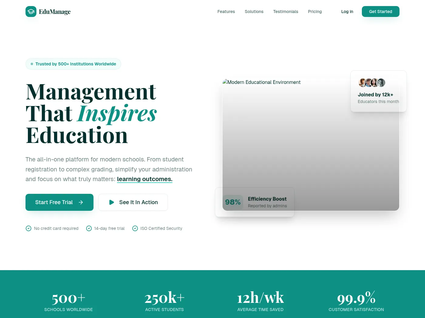 EduManage Landing Page