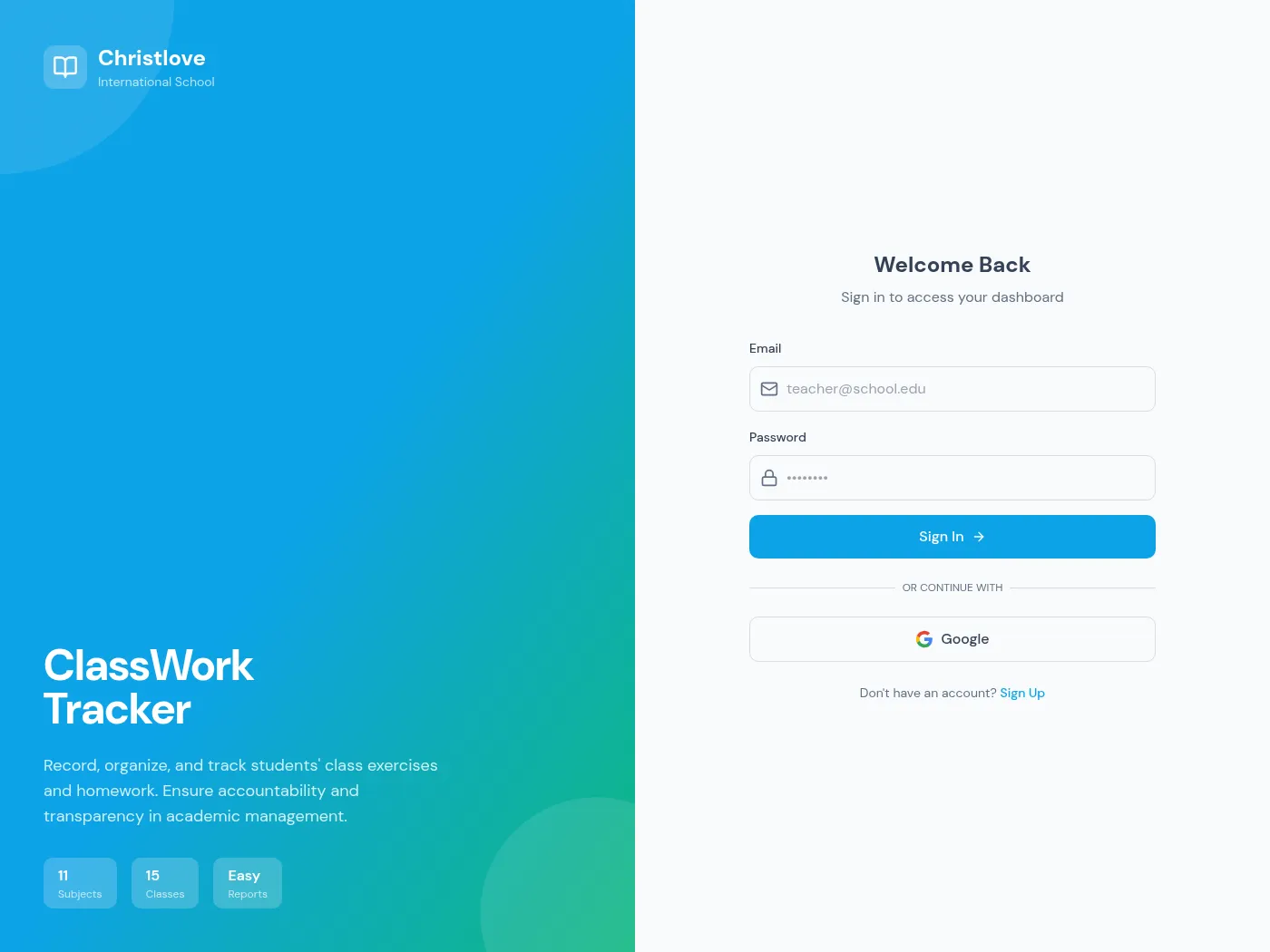 ClassWork Tracker School App