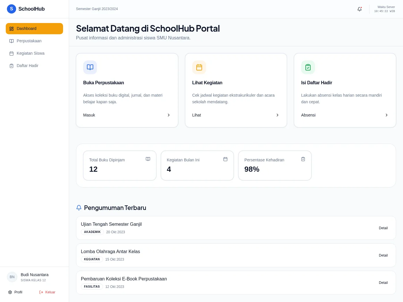 SchoolHub Web Portal