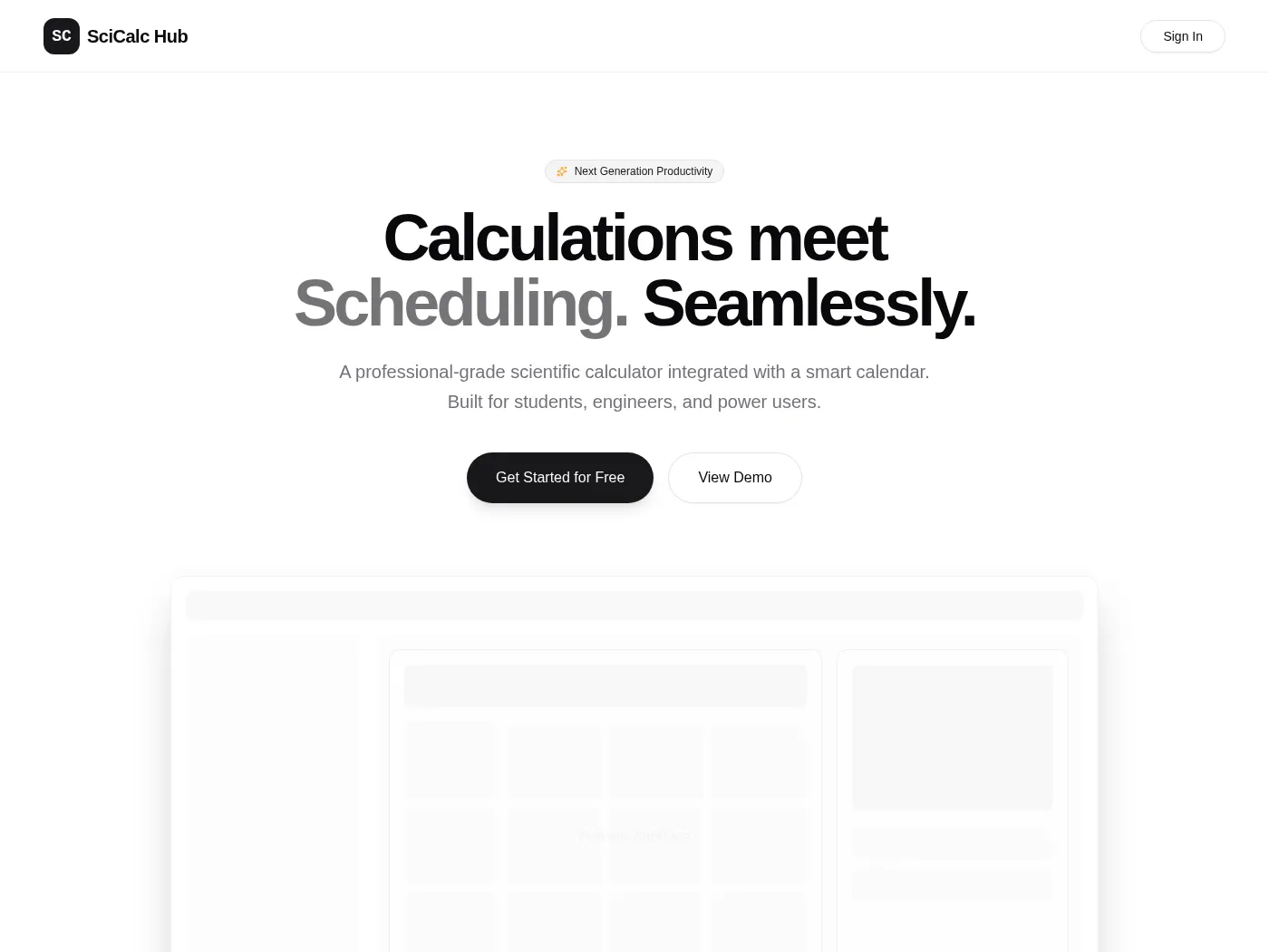 SciCalc Calendar Hub