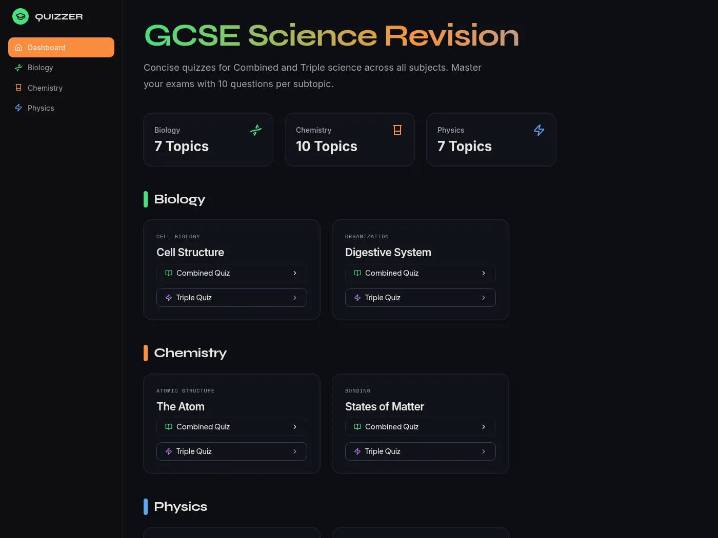 Dual Science Quizzer