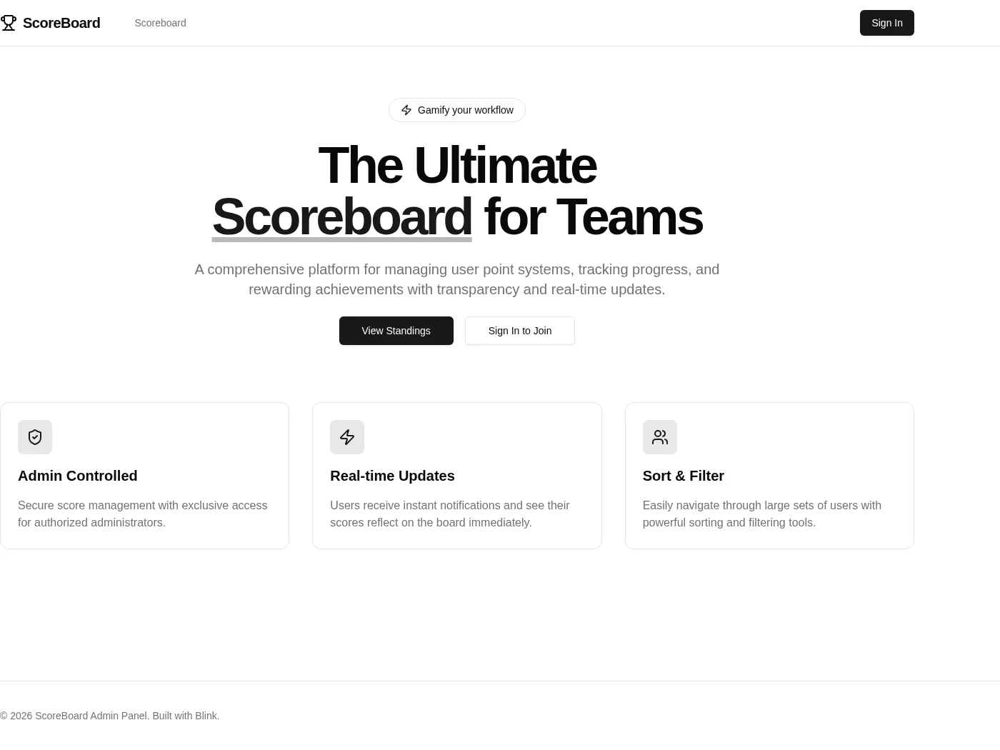 ScoreBoard Admin Panel