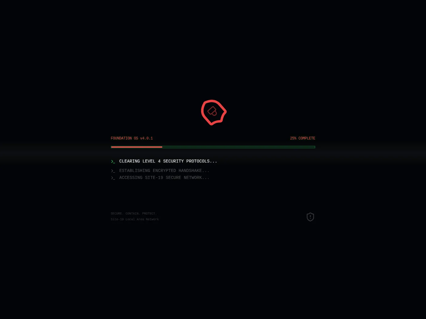 SCP Startup Screen