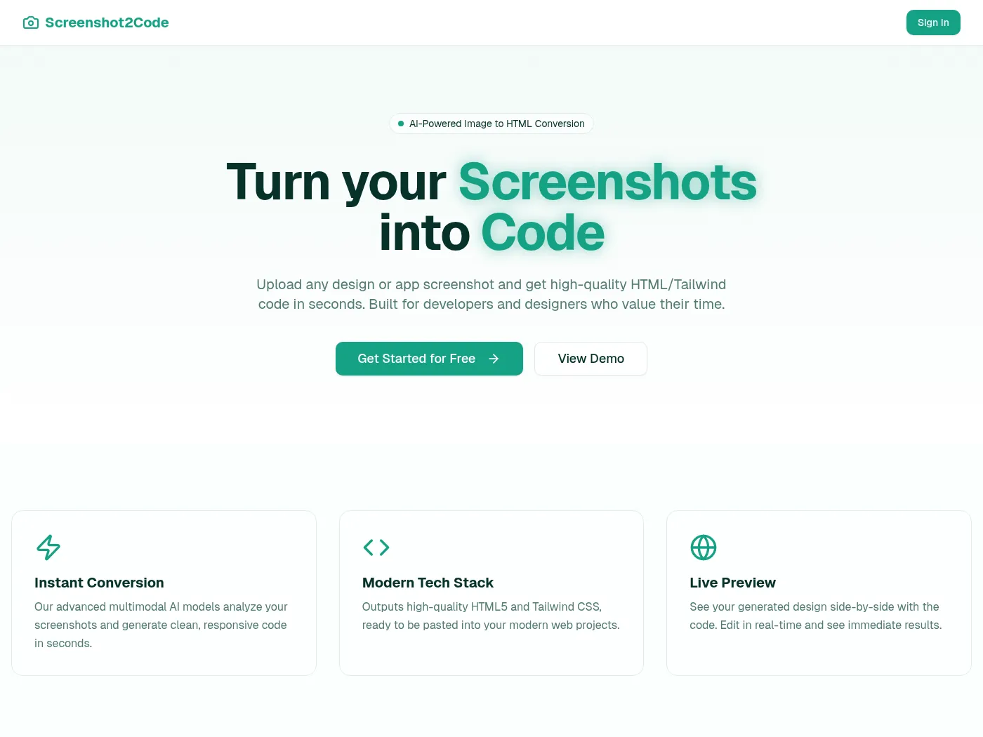 Screenshot2Code App