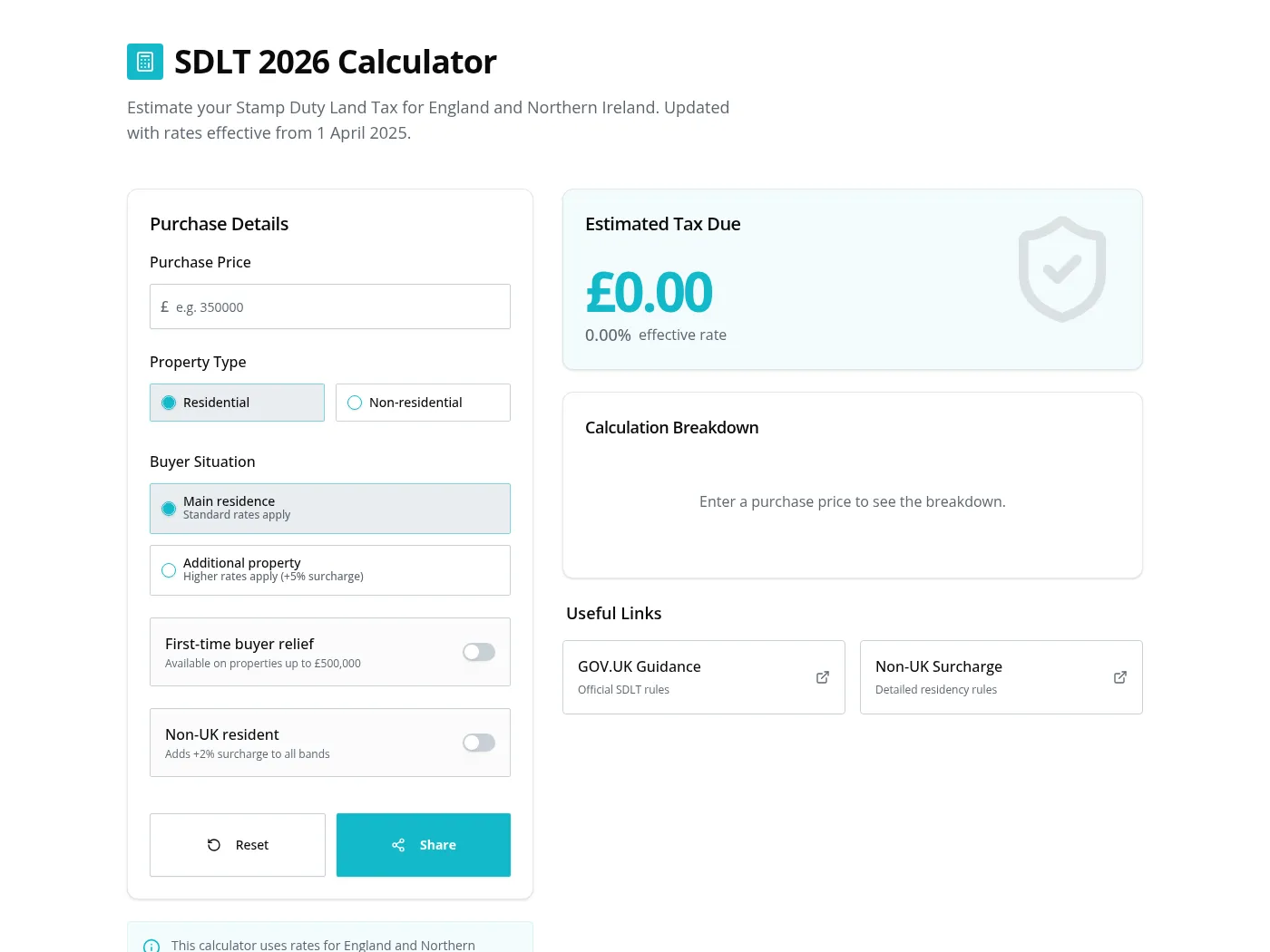 SDLT 2026 Calculator