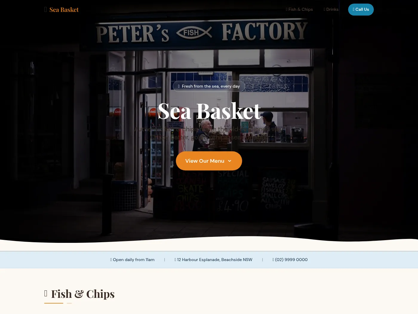 Sea Basket Simple Menu